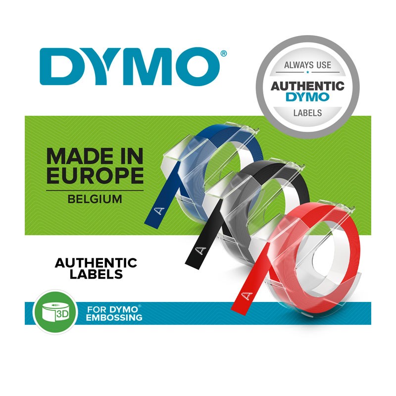 Etiquette DYMO 9mm 3m bleu noir rouge S0847750